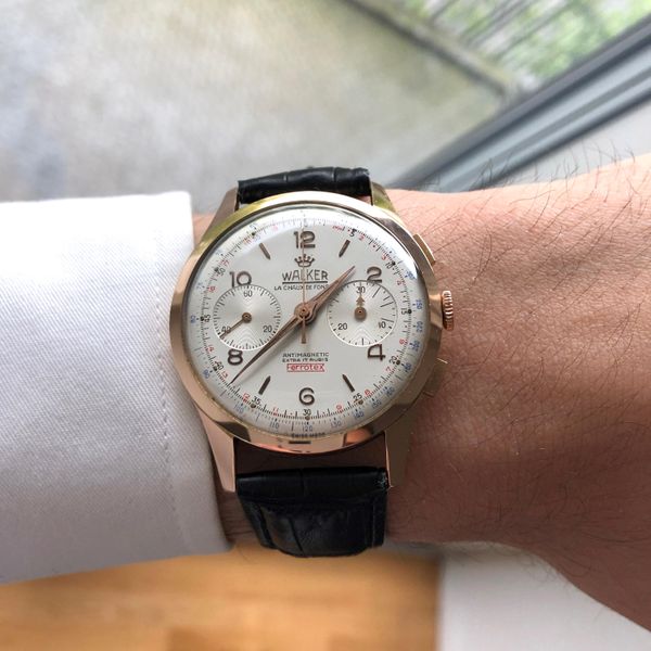 [WTS] Walker Solid 18k Gold Chronograph 37mm Stunning Tritium Hands ...