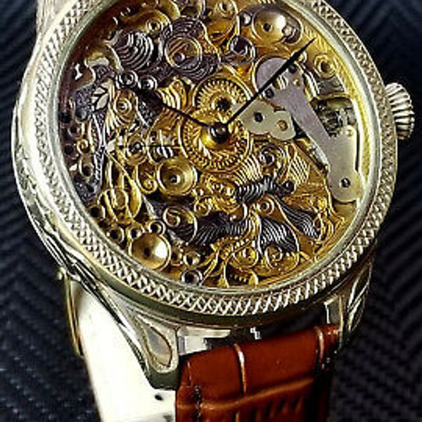 Rolex Lever Skeleton Wristwatch Hand Engraving Case, Exhibition Back ...