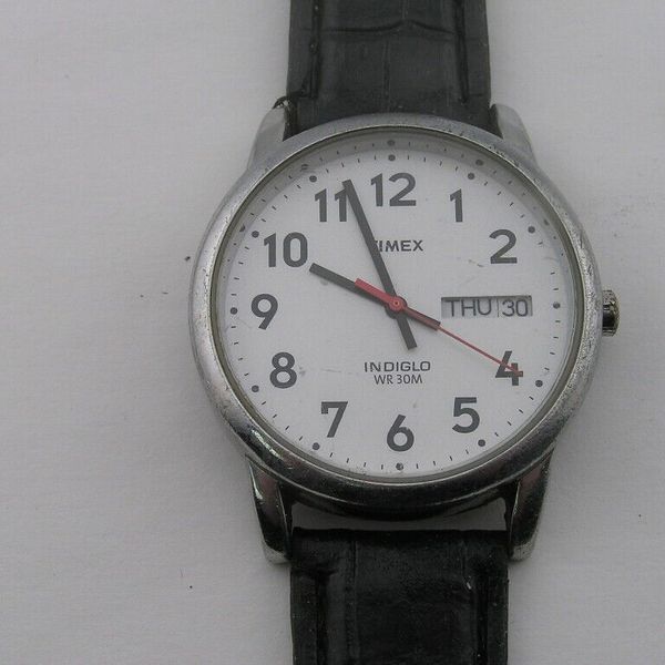 Vintage Timex Indiglo WR30M Watch Day/Date White Dial Glo Works | WatchCharts Marketplace