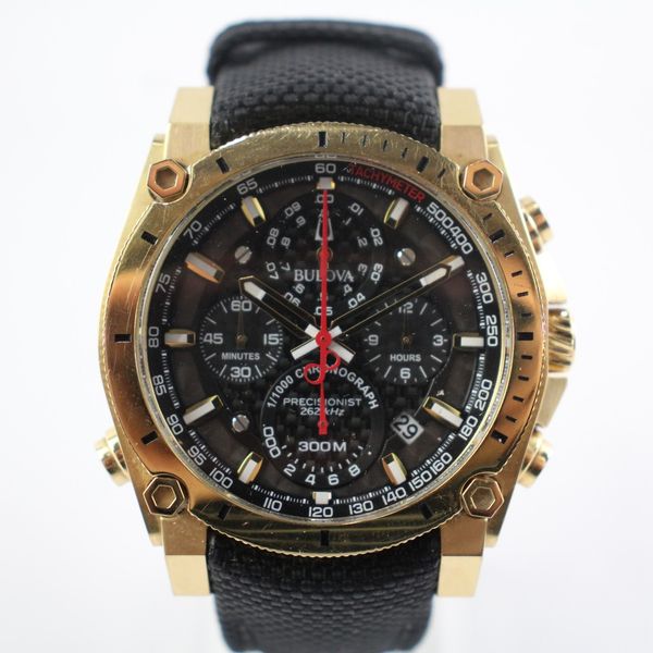 Bulova Precisionist Chronograph Gold Tone Watch Ref. 97B178 Automatic ...