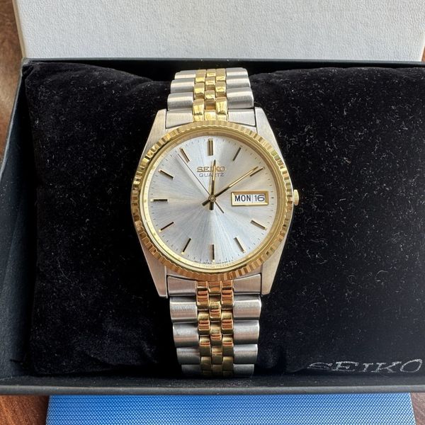Seiko SGF204 Quartz Gold Silver Two Tone Day Date 36mm Men's Dress Watch | WatchCharts Marketplace