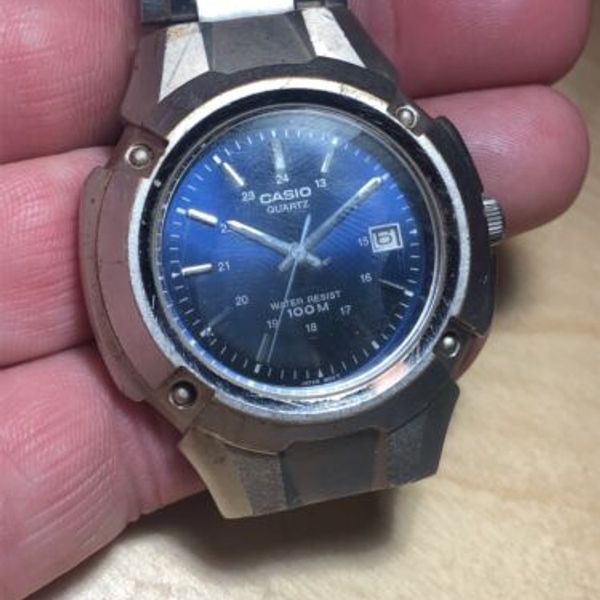 Casio Watch MTP-3036 Mens 41mm Silver Tone Date Blue Dial 100M With New ...