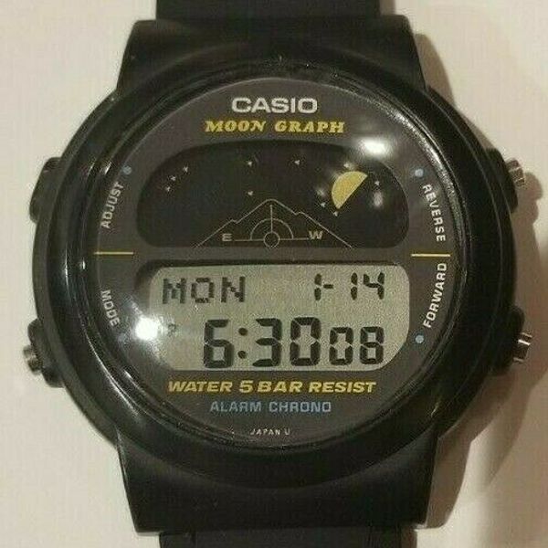 VINTAGE CASIO Moon Graph Phase GMW-15 module 832 Black Pre G Shock ...