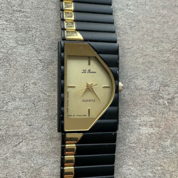 Vintage Le Baron Womens Watch Two Tone Black and Gold Excellent ...