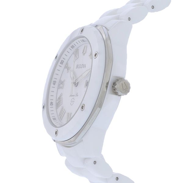 Bulova Marine Star Diamond Women's White Ceramic Quartz Watch 98P222 ...