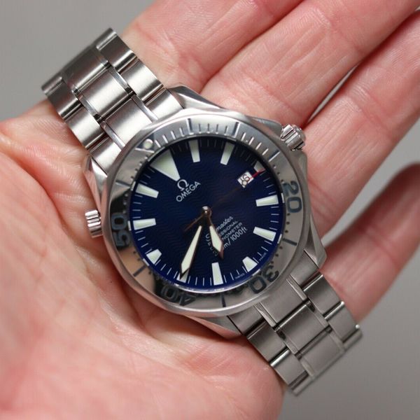 Omega Seamaster Pro 300M SMP 2255.80 Full Size 41mm Electric Blue Dial Automatic | WatchCharts ...