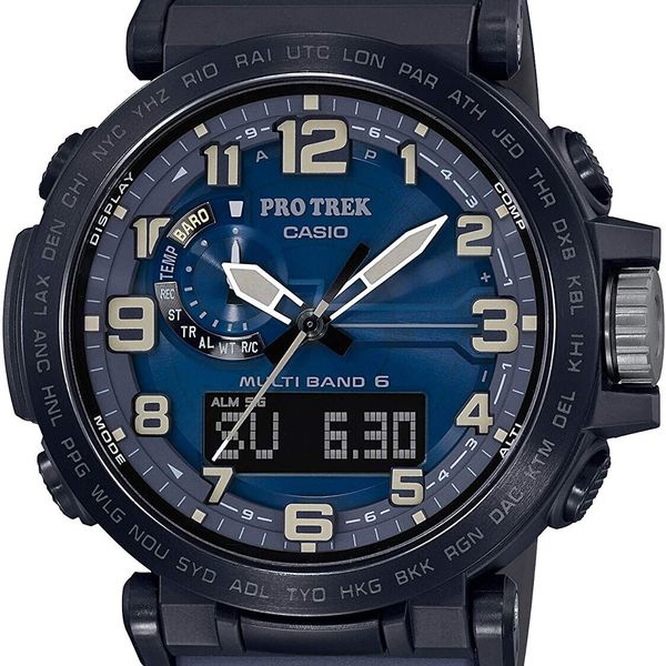 NEW Casio Protrek TRIPLE SENSOR Digital Compass Solar Blue Mens Watch ...