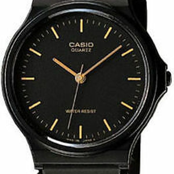 Casio MQ24-1E Men's Analog Watch Black and Gold Indices Resin Classic New | WatchCharts Marketplace