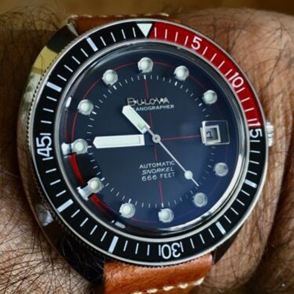 Bulova Oceanographer Devil Diver Vintage Reissue Black/Red 98B320 Used ...