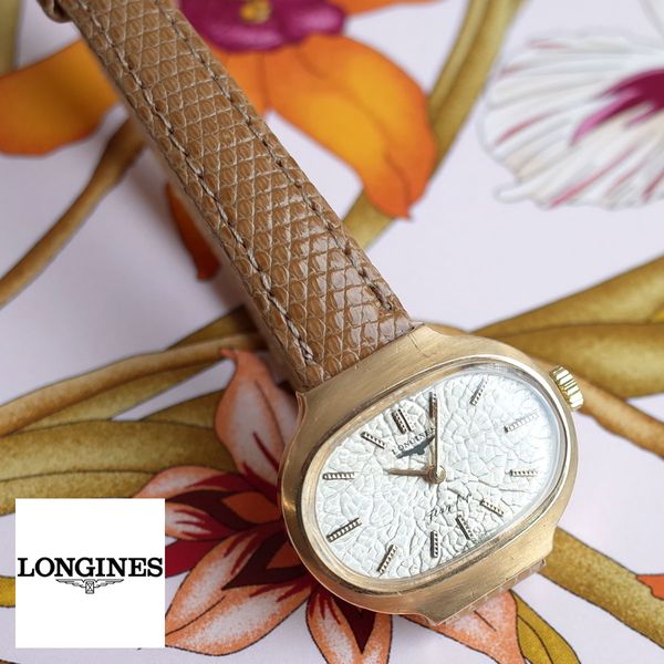 Longines flagship 70's antique watch genuine buckle new lizard ladies ...