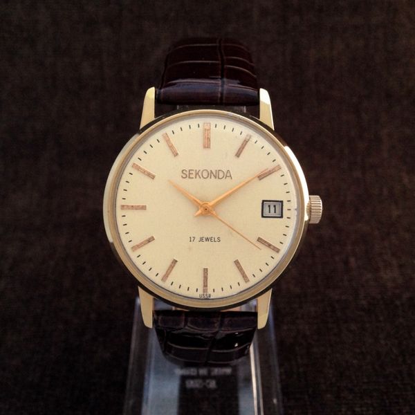 Sekonda Slim Soviet Mechanical Gold Plated Dress Watch From 70s With ...