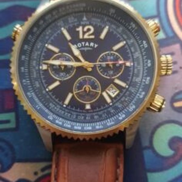Rotary GS00662/05 Mens Aviator Chronograph Tachymeter Navy Blue White ...