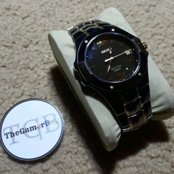 SEIKO (7N42-OEF8 HR 2) COUTURA MEN'S QUARTZ WATCH - BLACK & GOLD ...