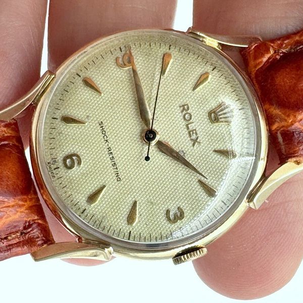 1950's Rolex 9K Solid Gold Case ref 12857 Original Honeycomb Dial Hand ...