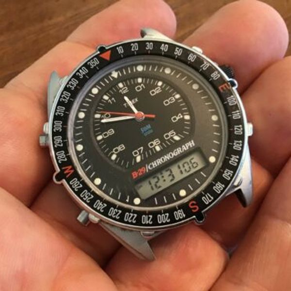 Very Rare Timex B-29 Chronograph Analog Digital Rotating Bezel Mens ...