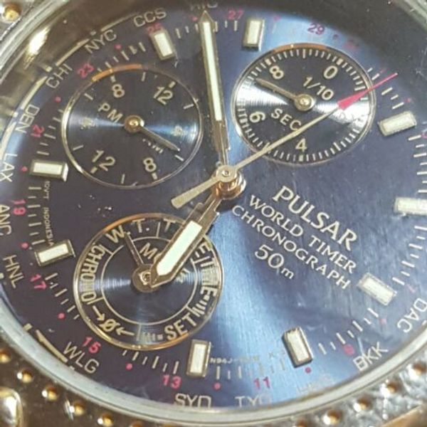 Pulsar World Time Chronograph N94J-7A00,looks like work,but no idea,how ...