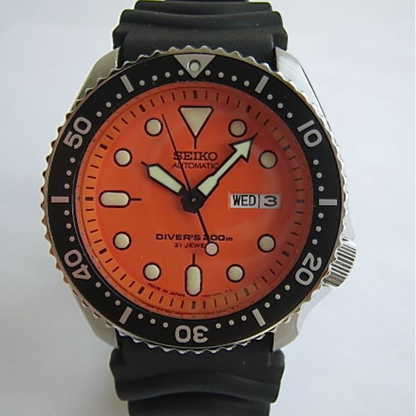 **SOLD** Seiko SKX011J Orange Dial Automatic 200M Diver, Mod, $239 ...