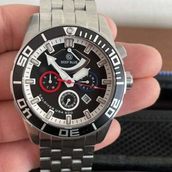 *RARE* Deep Blue Cal Diver 500m Full Calendar DIVE WATCH USA Edition ...