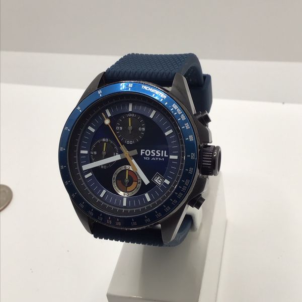 Men's Blue Chronograph Fossil Watch Model Great Condition New Battery ...