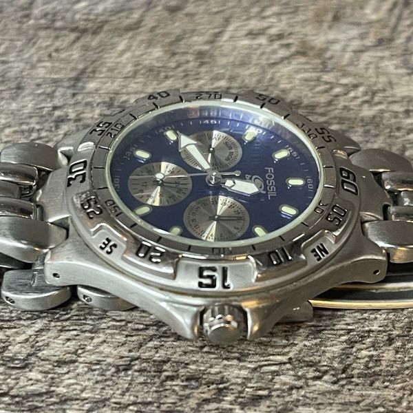 Vintage Blue Face-Fossil Chronograph Menâ s Watch | WatchCharts Marketplace