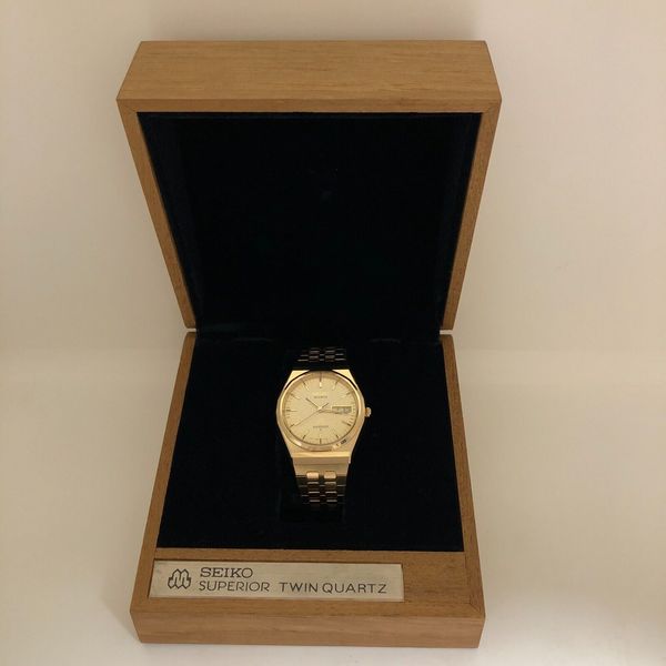 [w2030] SEIKO SUPERIOR 9983-7000 Gold W/Box All original New battery EX ...