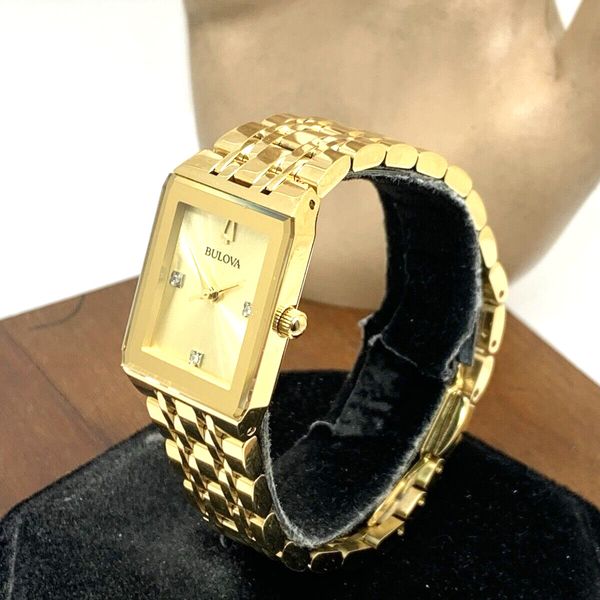Bulova Womenâ s Watch 97P140 Quartz Diamond Dial Gold Tone Stainless ...
