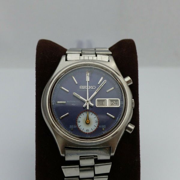 Vintage Seiko Chronograph 7016-8001 Blue Automatic Watch | WatchCharts