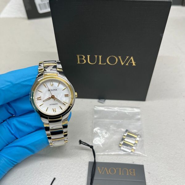 Bulova Women's Automatic Stainless Steel Classic Silver Gold Watch 34mm ...