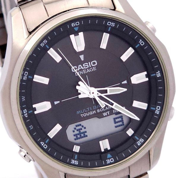 CASIO LINEAGE LCW-M100T Black Dial Titanium Solar Radio Watch 39mm ...