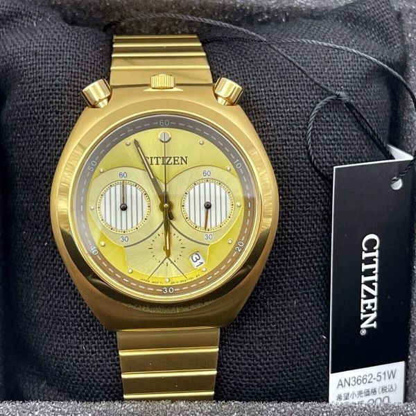 CITIZEN RECORD LABEL TSUNO CHRONO AN3662-51W Quartz Gold SS STAR WARS C ...