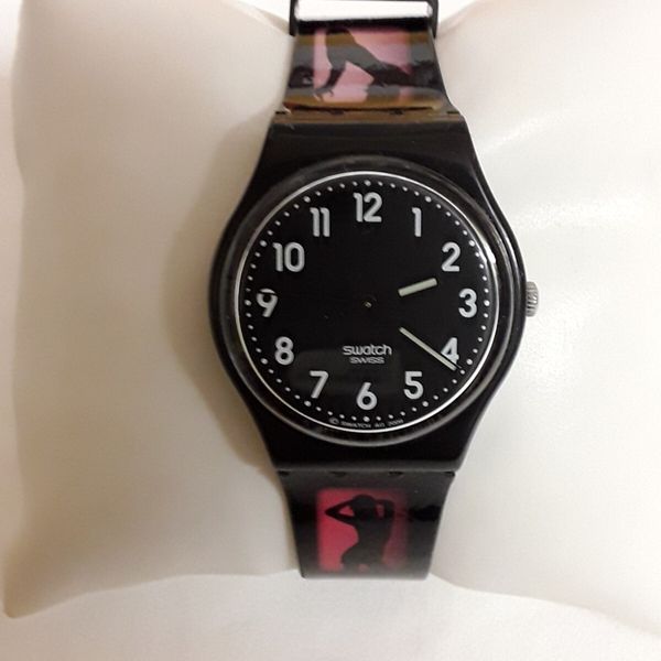 Swatch Unisex 'Black Suit' Shiny Colours 34mm Watch - GB247 on AGB909 ...