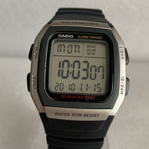 CASIO W-96H-1AVES MENS DIGITAL QUARTZ WATCH W/ BATTERY TIMER ALARM LED ...