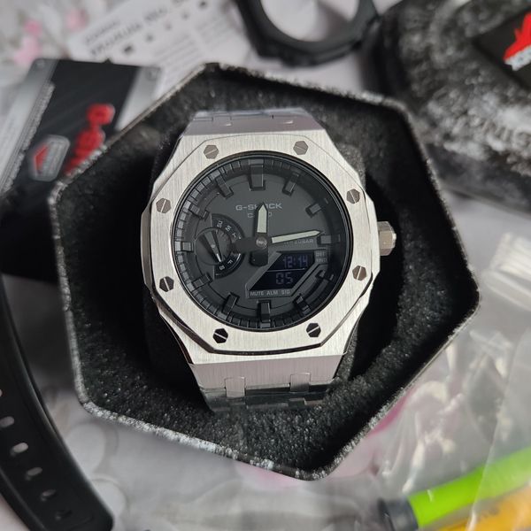 Casio G-Shock Men's GA-2100 Casioak Silver Watch AP Gen 5 Mod ...