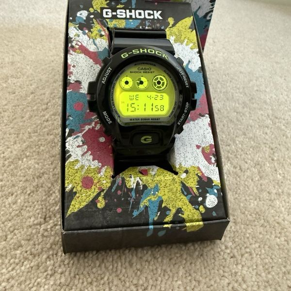 G-SHOCK CASIO 6900 SERIES DIGITAL RETRO BLACK AND LIME GREEN RESIN ...