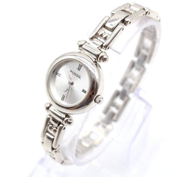 Fossil Watch Womens Silver Tone Stainless Steel Classic Silver Roman ...