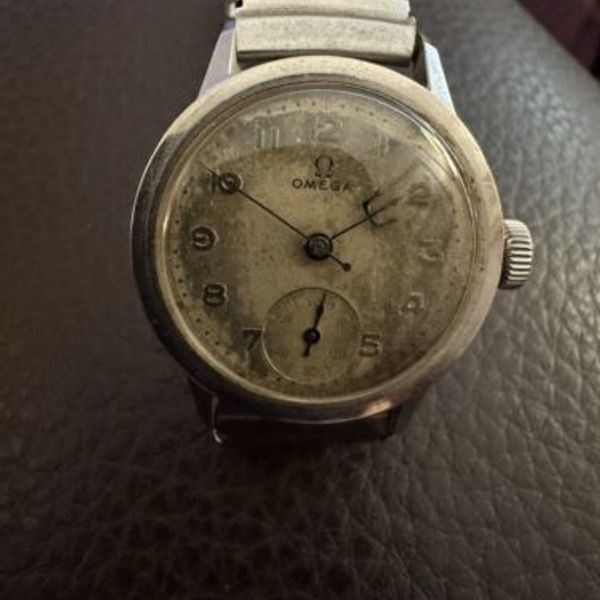 1940â s OMEGA Neptune Trident Hand Menâ s Watch Stainless Steel ...