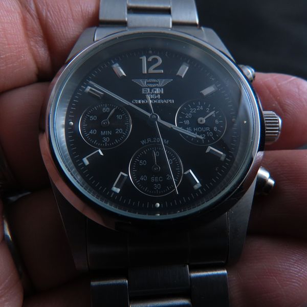 All Steel Elgin Chronograph WR 200M Quartz Men Watch | WatchCharts ...