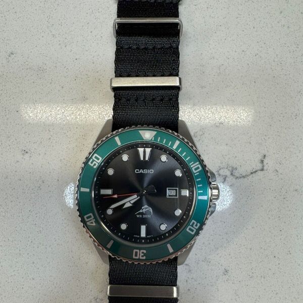 Casio Duro Green/Kermit w/ Nato Strap - MDV106B | WatchCharts Marketplace