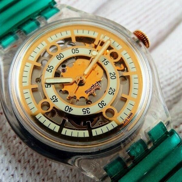 SWATCH AG 1996 23 J. ETA-2842 Vintage Automatic Skeleton Swiss Mens ...