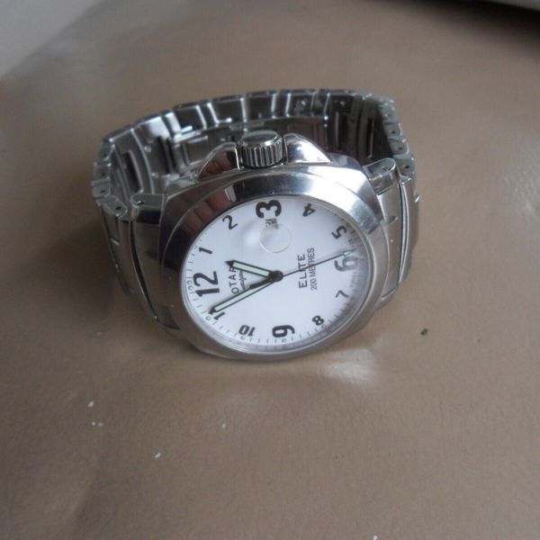 Rotary Elite Swiss made quartz watch 200m WR White Face With Box ...