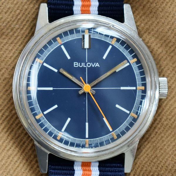 Bulova 971 Crosshair Dial Vintage 1970s Swiss Watch - 34mm - Blue ...
