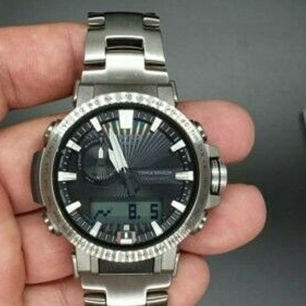 Casio Protrek Titanium Band Triple Sensor Atomic Solar Power Watch PRW-60T-7ACR | WatchCharts ...