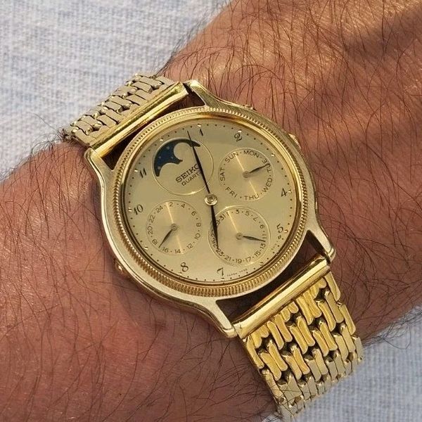 Stunning Seiko 7F38-6020 Moonphase GMT Inspiration AP Piaget Perpetual ...
