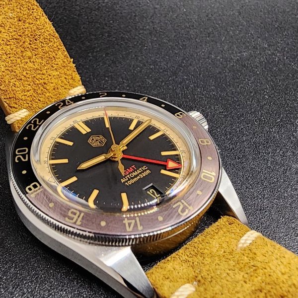 San Martin SN0116-G V6 GMT Automatic Retro Root Beer Watch 39.5mm ...