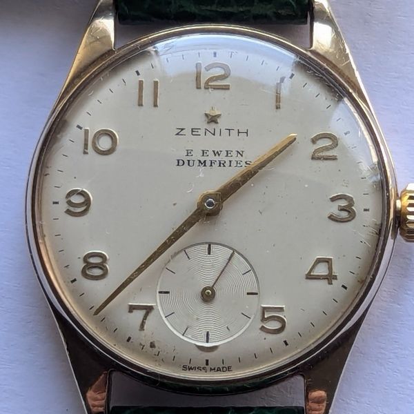 Vintage 1950's 9ct Gold Cased Zenith 17 Jewels Gents Wrist Watch ...