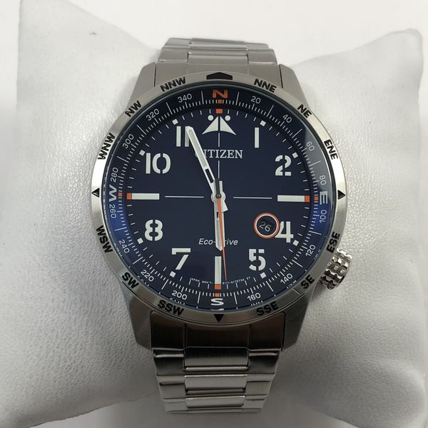 Citizen Avion Eco-Drive Blue Dial Stainless Steel Men's Watch BM7550 ...