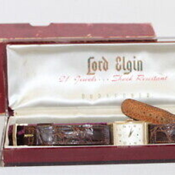 Vtg 1957 LORD ELGIN 10k Gold FORD MOTOR CO 35 Year Service WATCH As Is ...