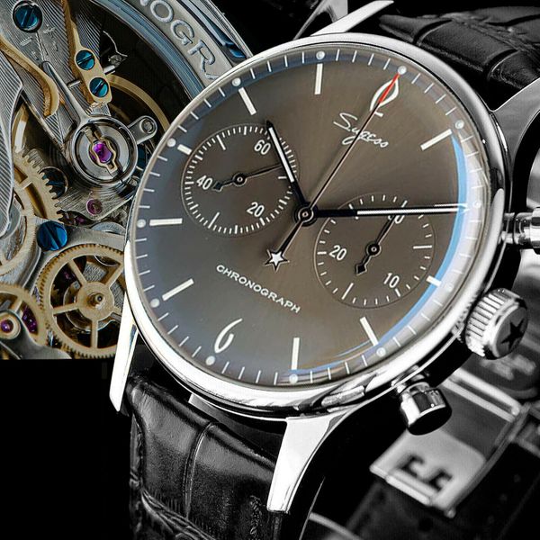 Sugess SWAN NECK Gradient Grey Dial Sapphire Chrono Watch SEAGULL 1963 ...