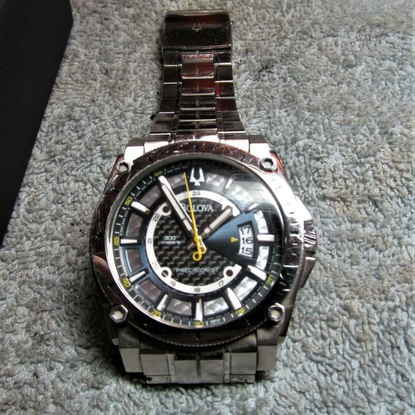 Bulova Men's Quartz Precisionist Date Calendar Blue Dial 46mm Watch ...