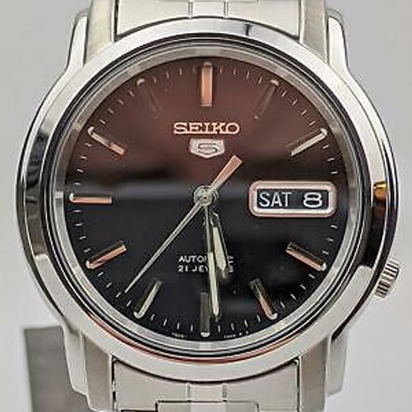 Seiko 5 Automatic Black Dial Stainless Steel Men’s Watch SNKK71K1 USED ...